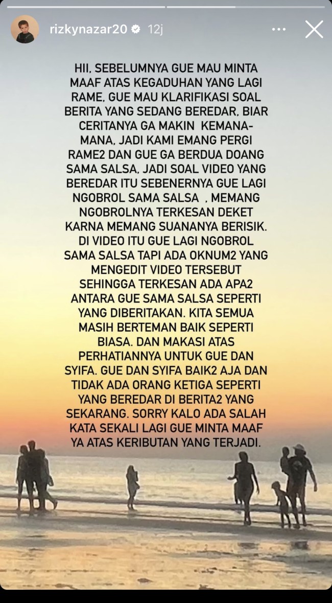 Klarifikasi Hubungannya dengan Syifa Hadju, Rizky Nazar Benarkan Video ...